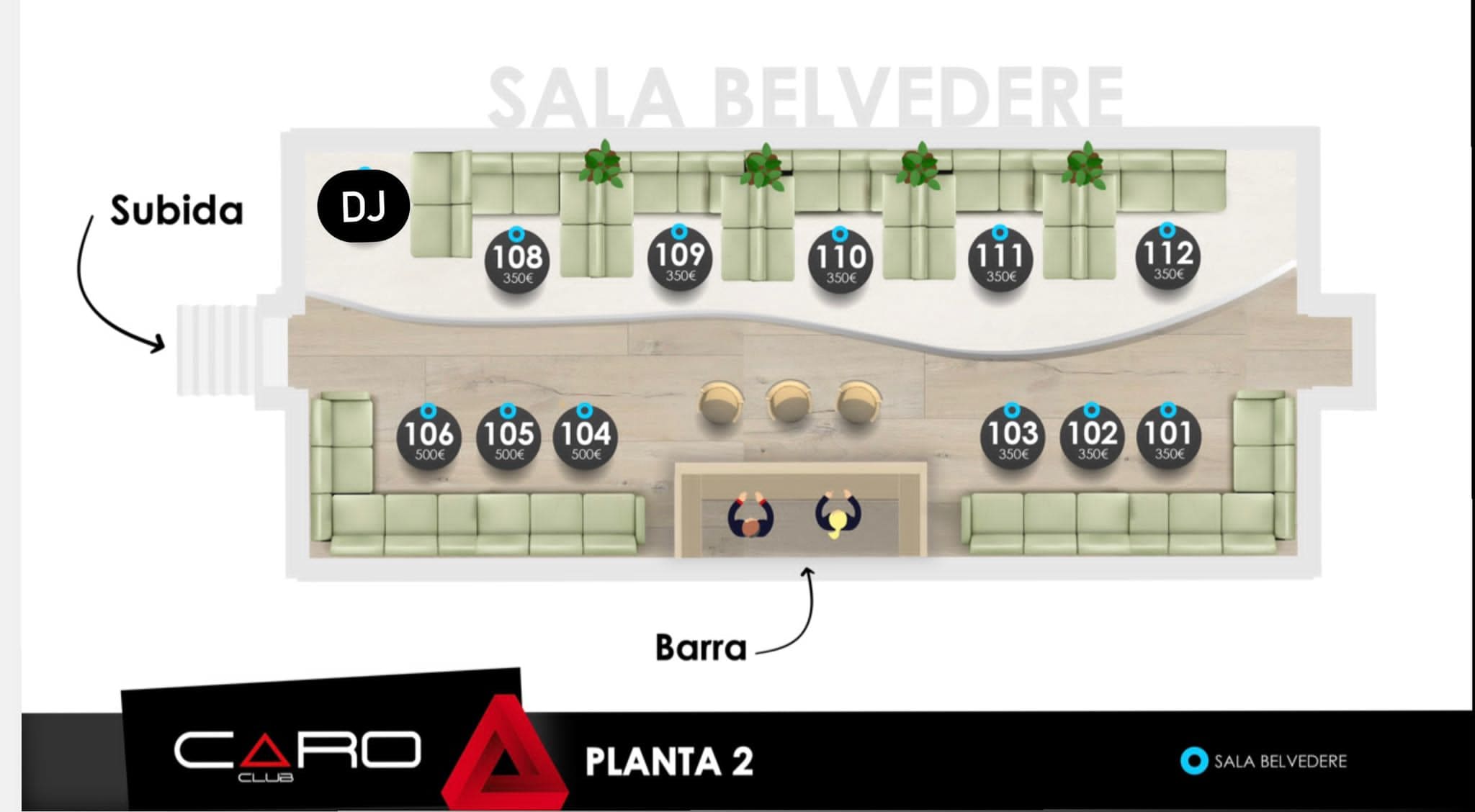 Plano mesas VIP Caro Club